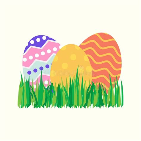 Colorful Decorative Easter Egg With Natural Green Grass Stock Vector