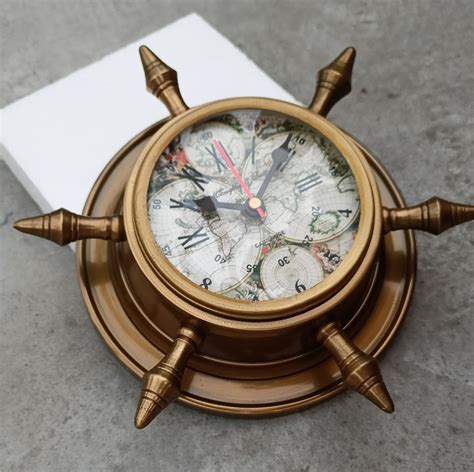 Nautical Wall Clock Ship Wheel Metal Clock Marine Clock Etsy
