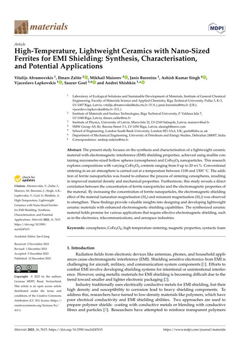 Pdf High Temperature Lightweight Ceramics With Nano Sized Ferrites