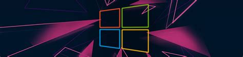7560x1800 Windows 10 Neon Logo 7560x1800 Resolution Wallpaper Hd