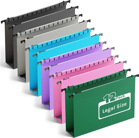 Extra Capacity Legal Size Plastic Hanging File Folders 12 Pack Reinforced Legal