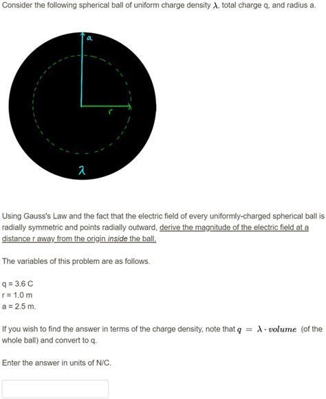 Solvedconsider The Following Spherical Ball Of Uniform Charge Density