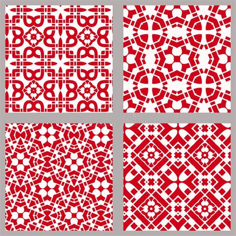 Seamless Chinese Pattern Set Of 4 Stock Vector Illustration Of