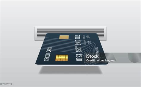 은행 계좌에서 돈을 인출하기 위해 슬롯 머신에 Atm 신용 카드 삽입 현금 자동 입출금기에 대한 스톡 벡터 아트 및 기타 이미지