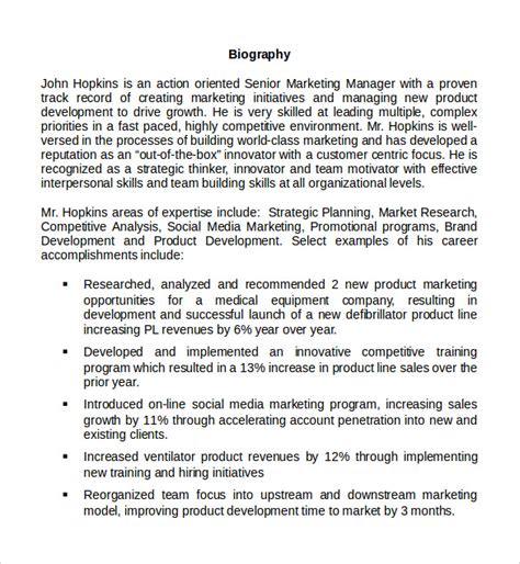 7 Biography Samples Sample Templates