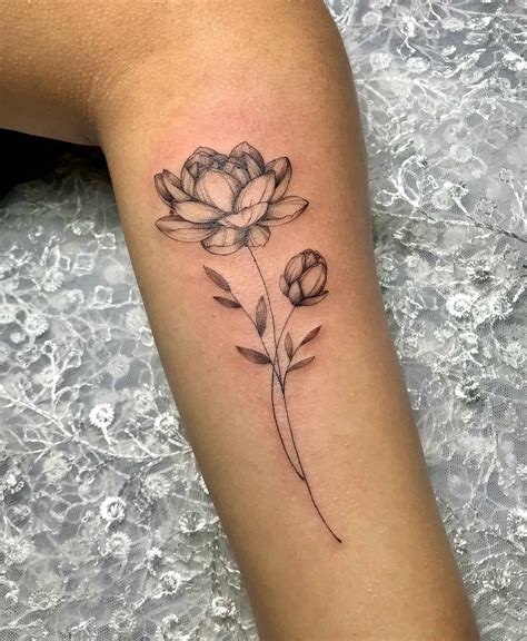 Lotus Flower With Stem Tattoo
