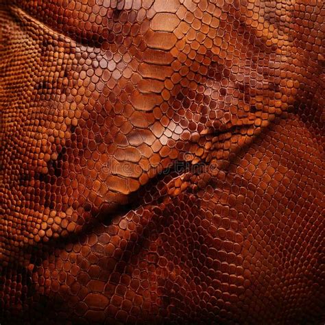 Luxurious Brown Python Leather Texture For Premium Goods Stock