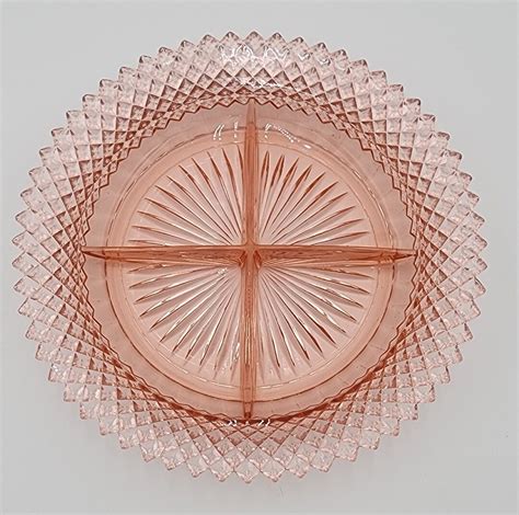 Vintage Anchor Hocking Pink Miss America Depression Glass Relish Dish