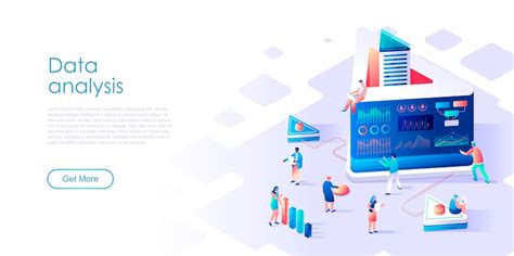 Premium Vector Isometric Landing Page Data Analysis Or Analytics Flat