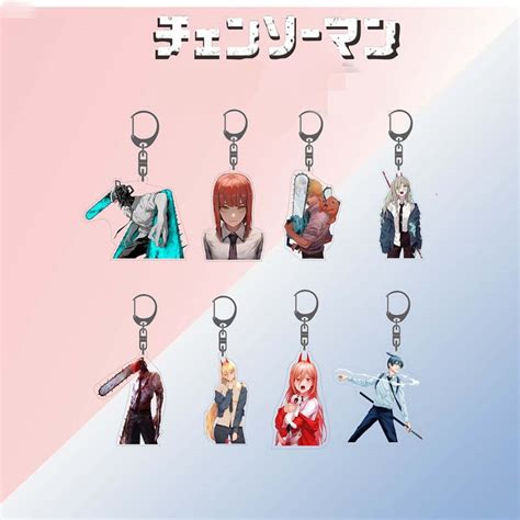 Anime Chainsaw Man Acrylic Key Chain Pendant Cartoon Double Sided Pattern Key Ring Backpack