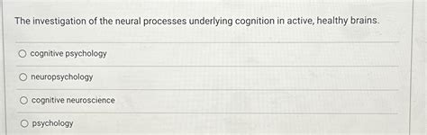 Solved The Investigation Of The Neural Processes Underlying Chegg