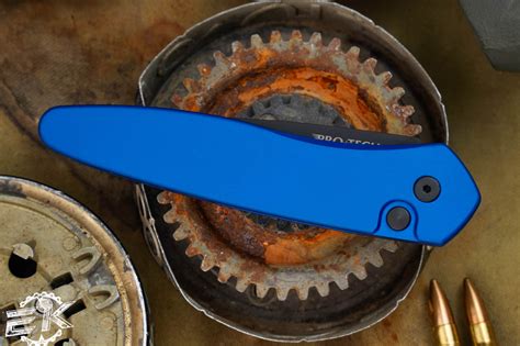 Protech Newport Blue Automatic Knife 3 Black Spear Point 3407 Blue