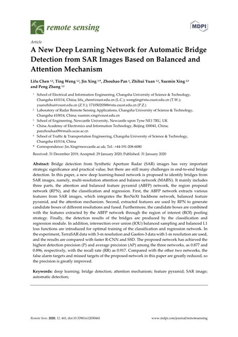Pdf A New Deep Learning Network For Automatic Bridge Detection From Sar Images Based On