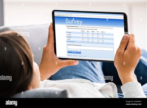 Filling Online Survey Form Adult Feedback Rating Stock Photo Alamy