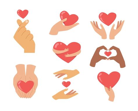 Premium Vector Set Of Love Hand Gesture Heart Shapes