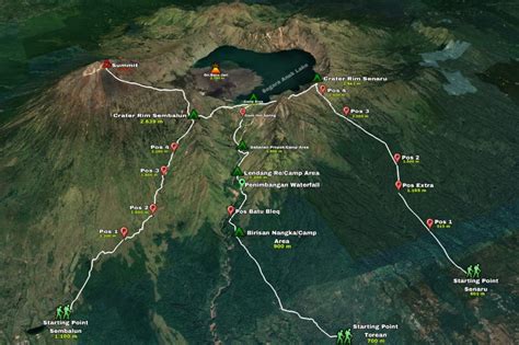 Mount Rinjani Trekking Map Herman Trekker