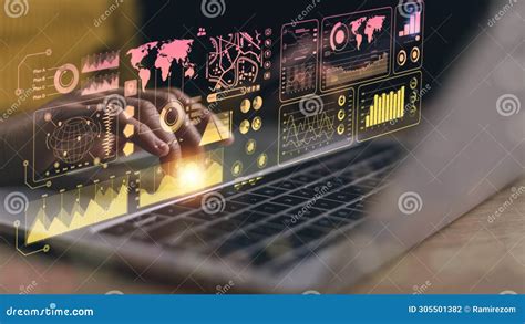 An Analyst Uses A Computer And Dashboard For Data Business Analysis And
