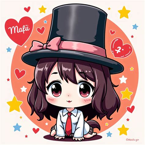 Chibi Anime Girl In Top Hat With Heart Background Download Free Ai