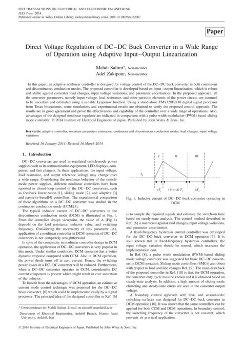 Pdf Direct Voltage Regulation Of Dc Dc Buck Converter In A Wide Range