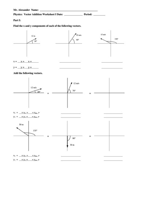 Vector Addition Worksheets Answer Key