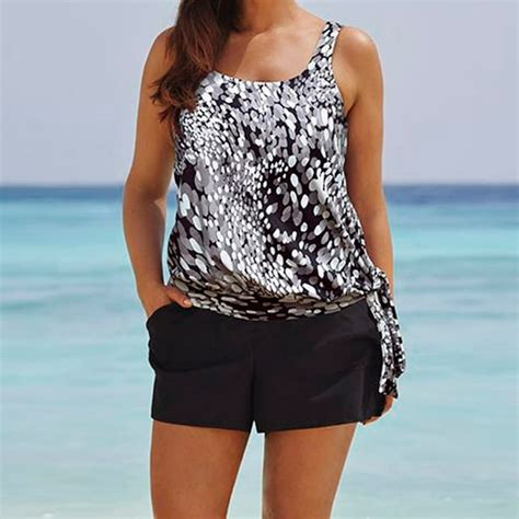 Fafwyp Womens Tummy Control Tankini Bathing Suit 2 Piece Plus Size High Waisted Swimsuit With