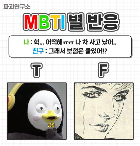 피키캐스트 Mbti 별 반응차이 T와 F의 차이 2탄 넌 어디쪽이냨ㅋㅋㅋㅋㅋㅋㅋ