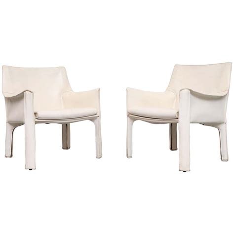 Pair Of Mario Bellini White Leather Cab Chairs For Cassina At 1stdibs
