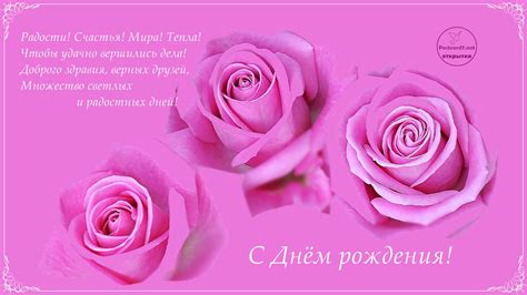 С Днём рождения розы в розовом — Открытки к празднику