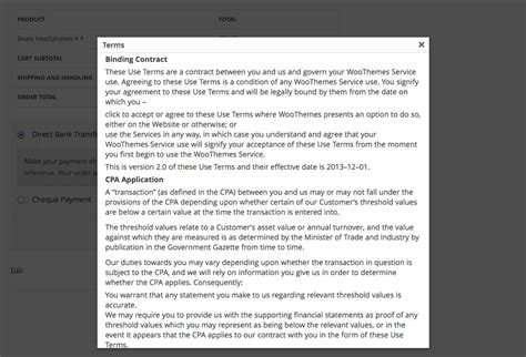 Terms Conditions Pop Up WooCommerce Docs