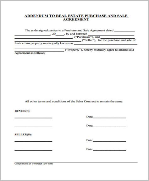 Real Estate Addendum Template