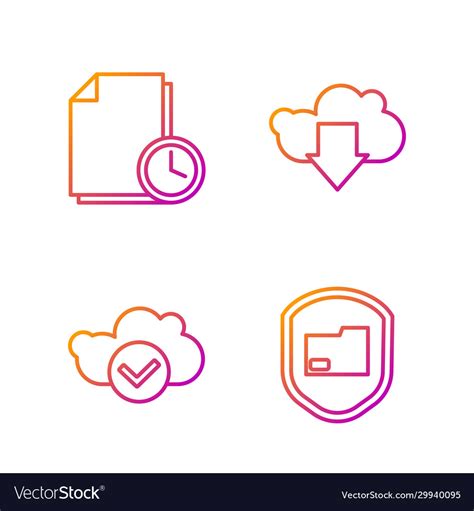 set line document folder protection cloud vector image