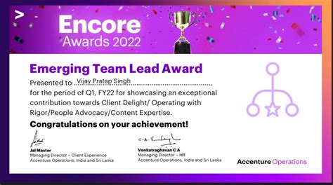 Vijay Pratap Singh On Linkedin Accentureindia Encoreawards2022 Thankyou