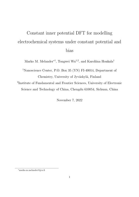pdf constant inner potential dft for modelling electrochemical