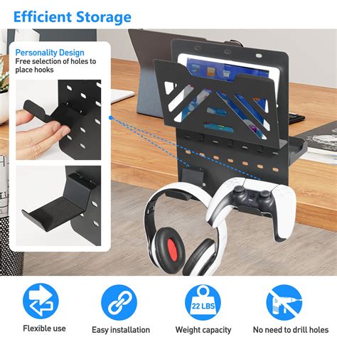 Desk Side Storage Holder Metal Pegboard Above Or Under