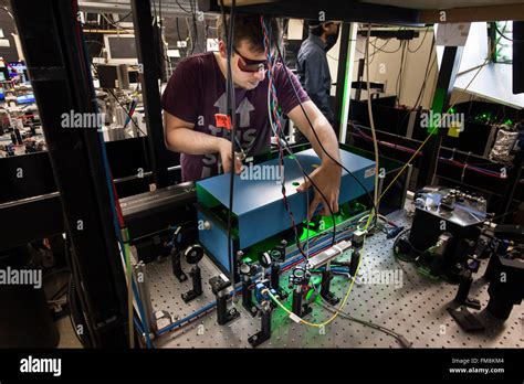 experimental setup in a laser laboratory at the institute for