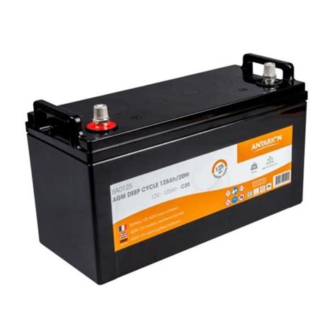 ANTARION Batterie AGM 125Ah 800 Cycles Monobloc Bornes Cuivre Camping