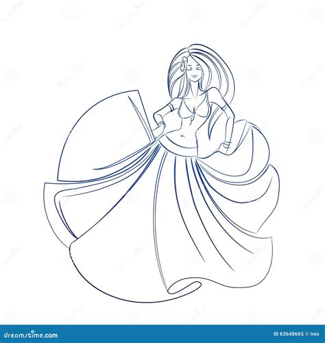 Belly Dancer Ink Sketch Gesture Drawing Cartoon Vector Cartoondealer