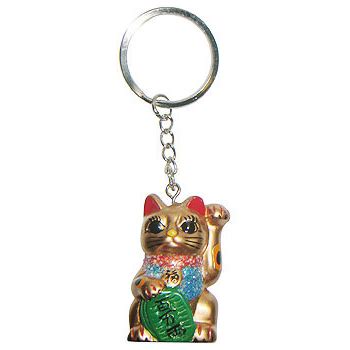 Maneki Neko Keychain Gold