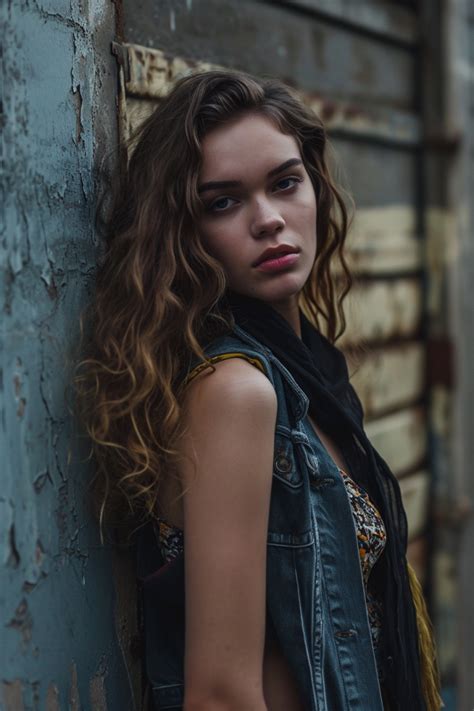 Windswept Elegance Australian Beauty Elina Karimova In Denim Vest And