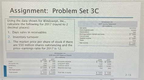 solved assignment problem set 3c using the data shown for