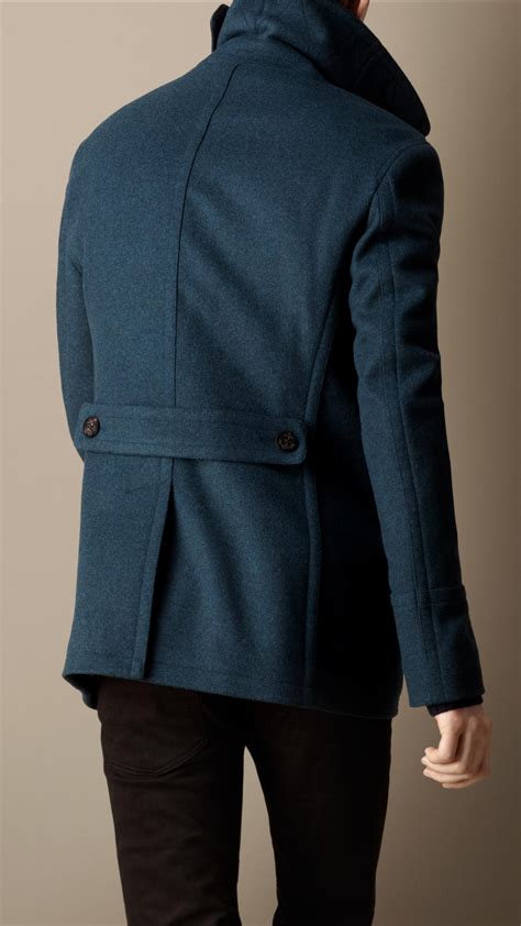 Burberry Wool Cashmere Pea Coat In Blue For Men Lyst