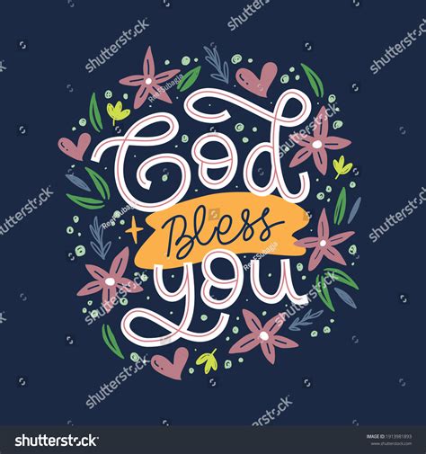 God Bless You Hand Drawn Lettering Stock Vector Royalty Free