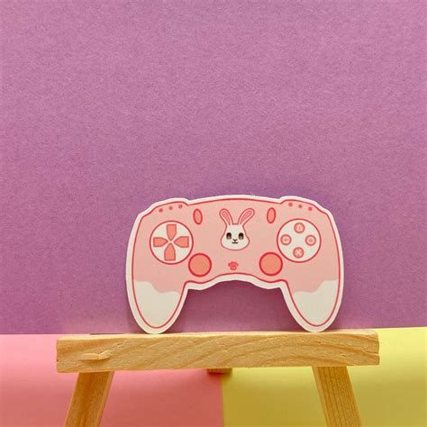 Cute Aesthetic Sticker Bunny Controller Kawaii Sticker Gaming Sticker