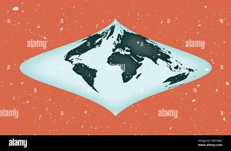 World Map Poster Foucauts Stereographic Equivalent Projection Vintage World Shape With Grunge