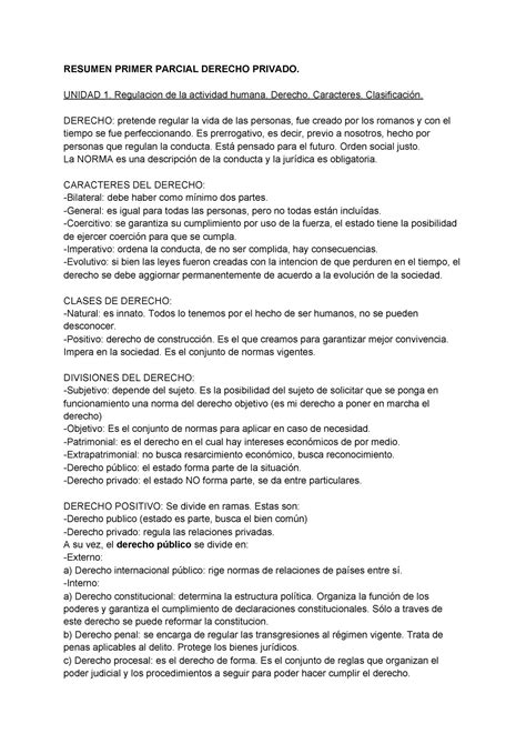 Resumen Primer Parcial Derecho Privado Resumen Primer Parcial Derecho