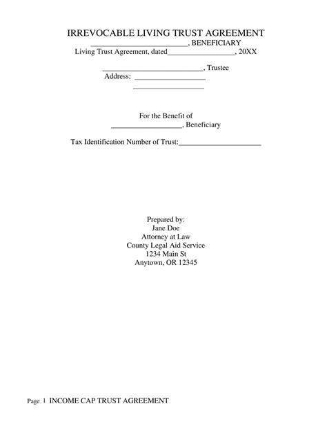 Free Printable Living Trust Templates Pdf Irrevocable