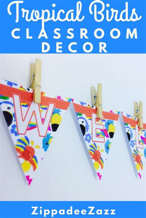 Tropical Birds Classroom Decor Pack Editable Bird Classroom Decor