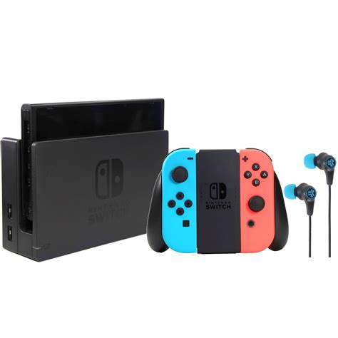 Nintendo Switch Console Neon Blue And Neon Red Joy Con And Jlab Play