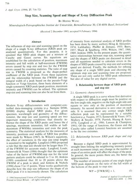 Pdf Step Size Scanning Speed And Shape Of X Ray Diffraction Peak