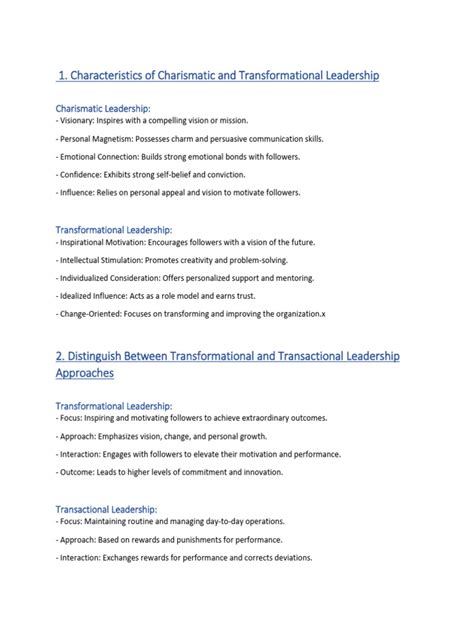 Charismatic and transformational leadership theories and approaches | PDF | Leadership ...